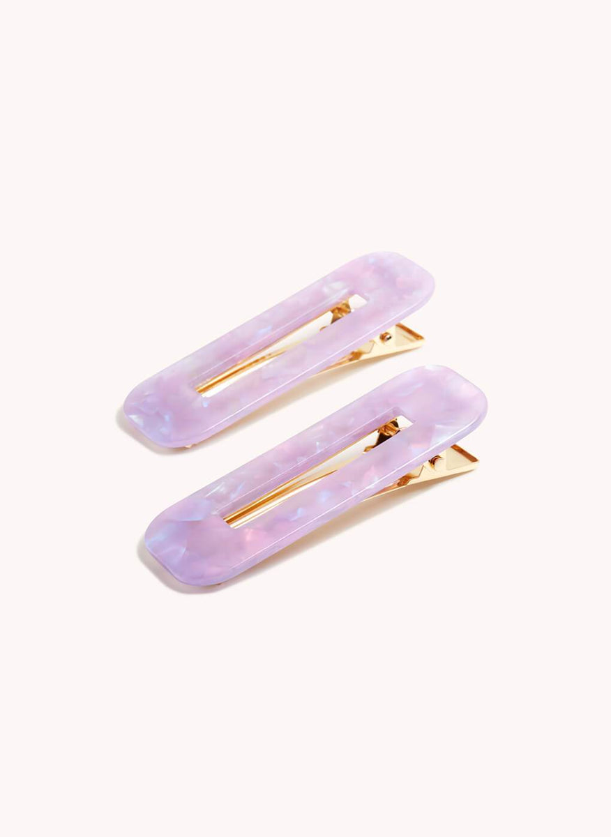 2 Rectangle Clips Marble: Color Purple Irridescent Glow